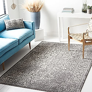 SAFAVIEH Evoke Collection 3' Square Grey/Ivory EVK256D Oriental Distressed Non-Shedding Living Room Bedroom Accent Rug