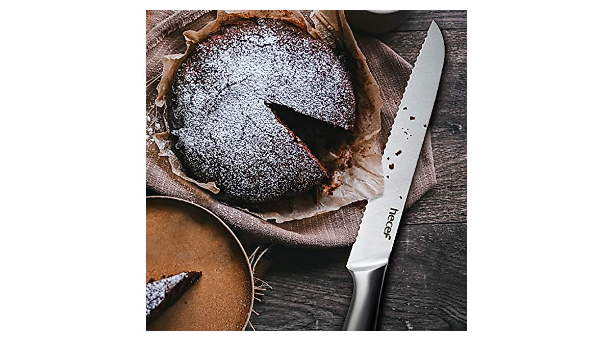 Hecef Silver Kitchen Knife Set of 5 - Durable Satin Finish Blades