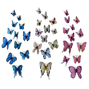 Nastaus 36PCS Magnetic Butterfly Wall Stickers,Artificial Butterfly Decoration,3D Butterfly Sticker for Home Kitchen Fridge Garden Birthday Party Wedding Decor