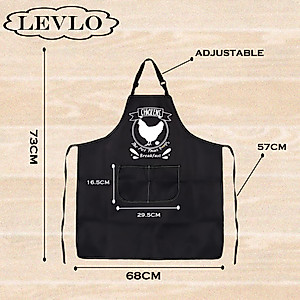 LEVLO Funny Chicken Kitchen Apron Chicken The Pet That Poops Breakfast Kitchen Apron Breakfast Apron For Men Women(Chicken Breakfast)