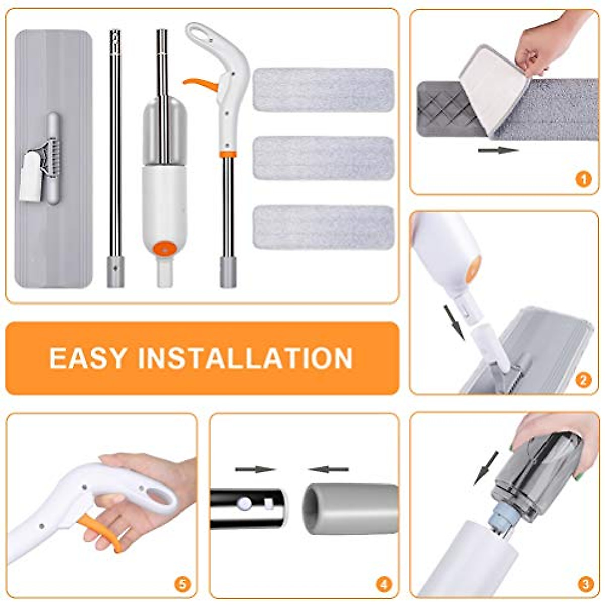 Hand Spray Mop Floor House Cleaning Tools Mop for Wash Floor Lazy Flat Floor Cleaner Mop with Replacement Microfiber Pads