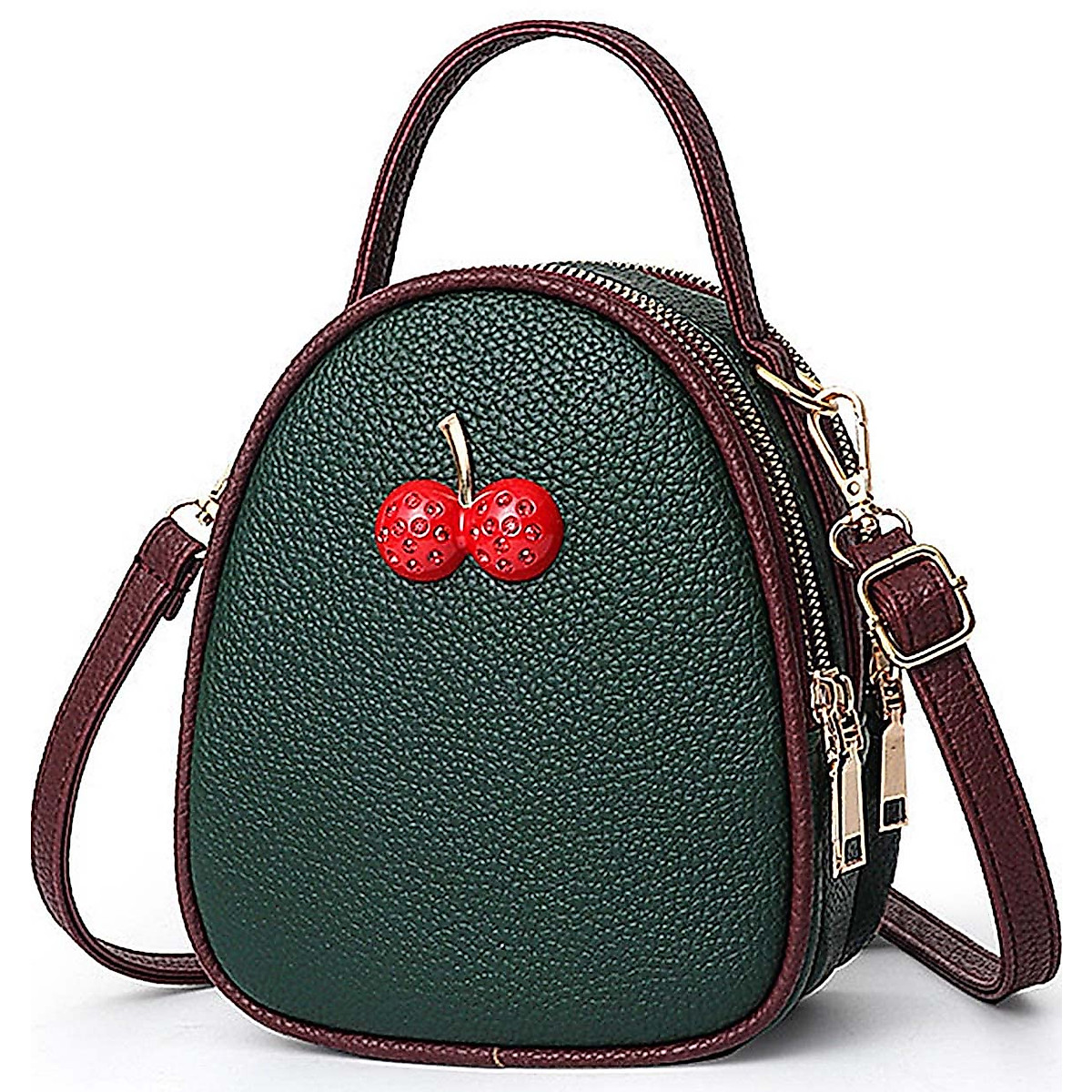 Small Leather Crossbody Bags Shoulder Bag for Women Stylish Ladies Messenger Bags Cell Phone Purse and Handbags Wallet (Cherry - Dark Green)