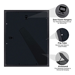 upsimples 11x14 Diploma Frame Certificate Degree Document Frame with High Definition Glass, 8.5 x 11 with Mat for Wall and Tabletop, Black, 2 Pack
