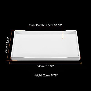 PATIKIL 13x9 Fast Food Tray, Plastic Reusable Recyclable Multi-Purpose Rectangle Serving Tray for Restaurant Home Kitchen, White
