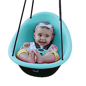 Swurfer Kiwi Toddler Swing – Comfy Baby Swing Outdoor, 3-Point Adjustable Safety Harness, Safe Quick Click Locking System, Foam-Lined Shell, Blister-Free Rope, Age 9 Months and Up, Blue,Blue2