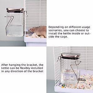 Hamster Water Bottle, Small Animal Glass Waterer, Stainless Steel Nozzle No-Drip Drinker Waterer for Sugar Glider, Rat and Birds (10.1oz)