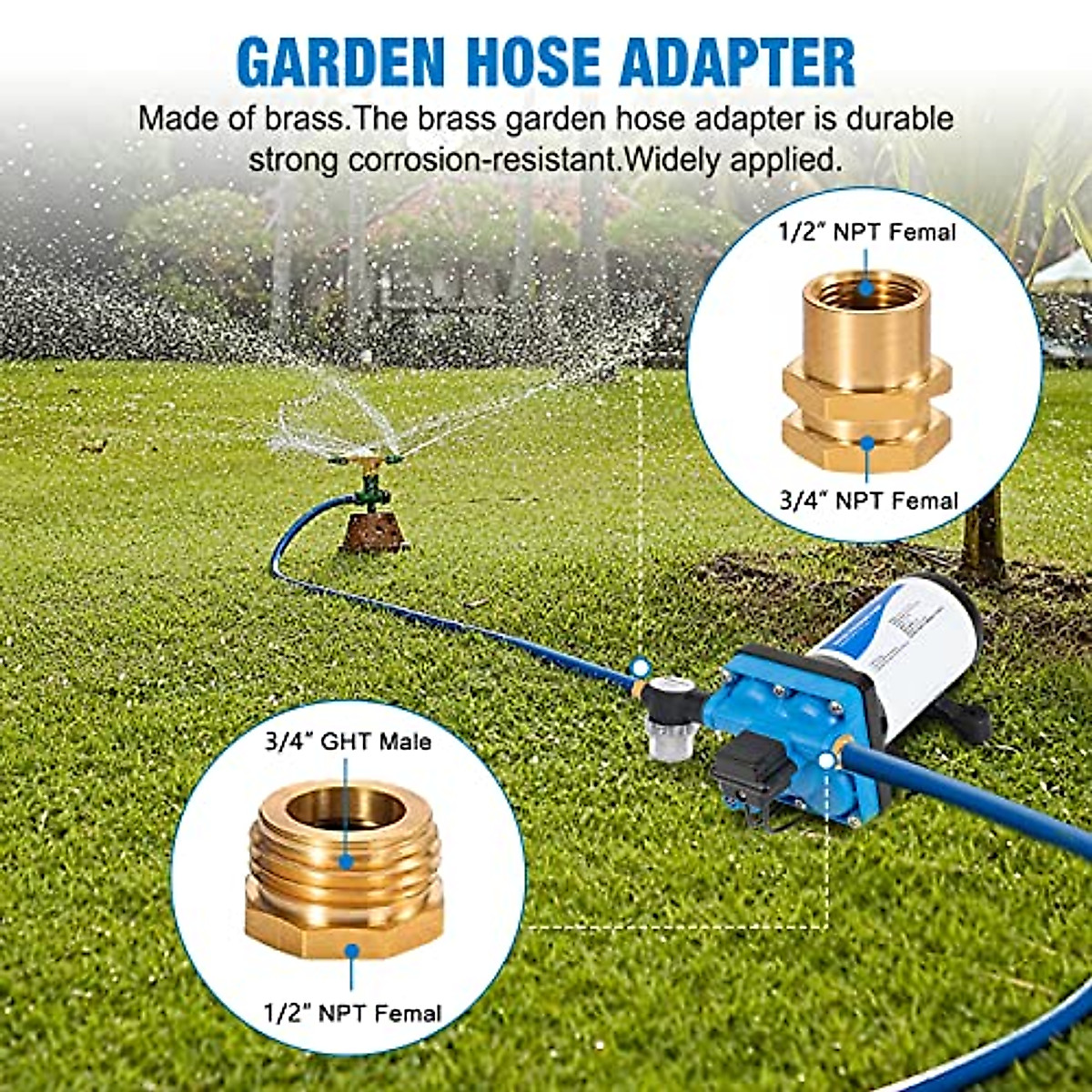 DC HOUSE 5.5GPM 55PSI High Pressure Water Pump 110V include 3/4" Garden Hose Adapters, Power Plug, Water Pressure Booster Pump for Home Irrigation Transfer Washdown