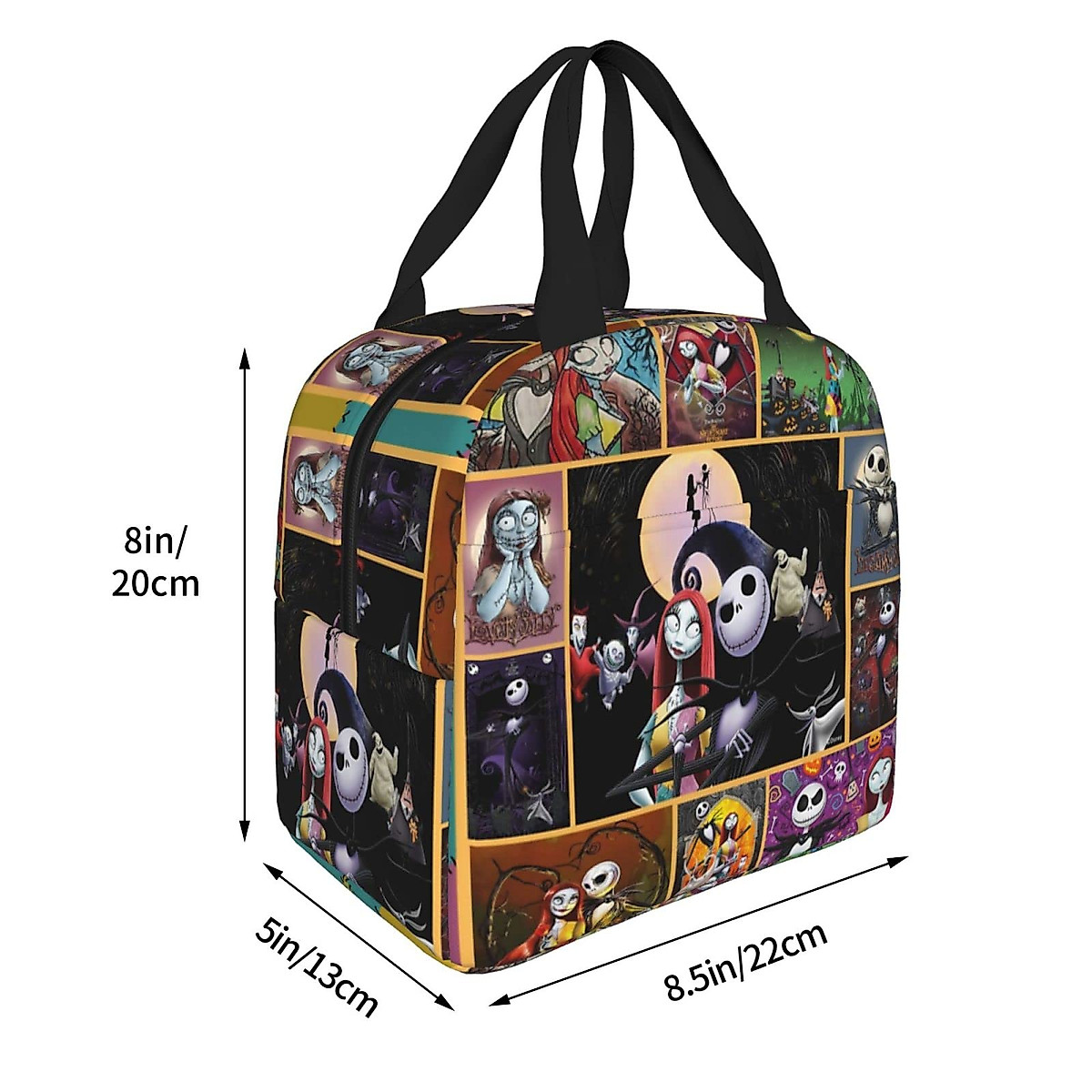 NIKROAD Nightmare Cartoon Before Christmas Tote Lunch Bag Novelty Printing Insulated Lunch Bag Cooler Bag Reusable Fashion Bento Bags