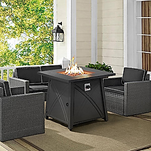 Yaheetech Propane Gas Fire Pit 28 Inch 50,000 BTU Square Gas Firepits with Iron Tabletop for Patio/Garden/Party, 2 in 1 Fire Pit with Lava Rocks for Heating/Bonfire Atmosphere, CSA Certification