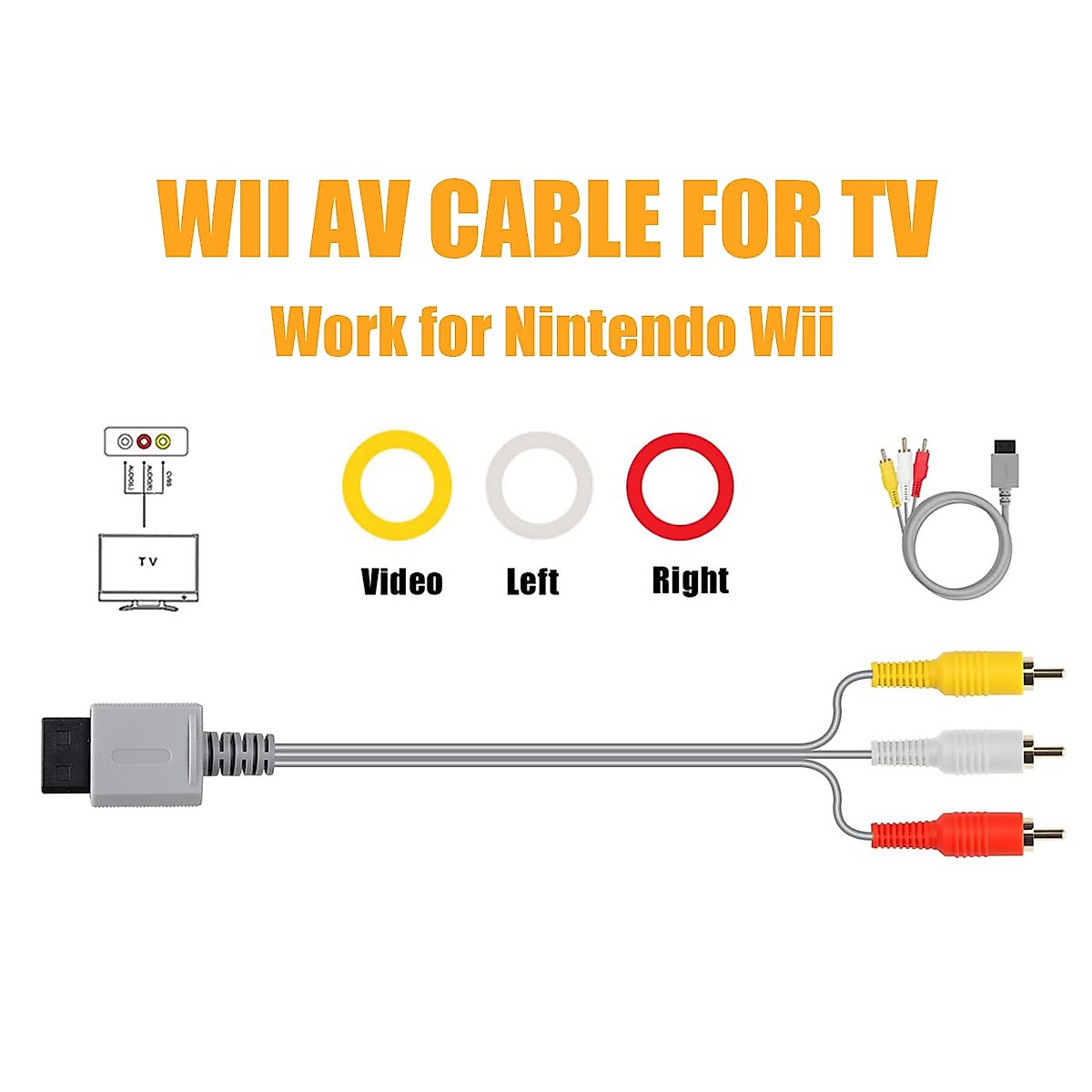2 in 1 Wii AV Cables Composite Audio Video Cable + Wii Sensor Bar Wii Wired Infrared Ray Sensor Bar Compatible with Nintendo Wii and Wii U