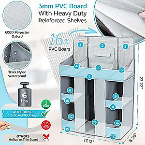 XL Hanging Diaper Caddy Organizer – Reinforced Diaper Stacker for Crib that Keeps Shape – Hanging Diaper Organizer for Changing Table, Playard, Wall & Door – Diaper Holder for Newborn Baby Girl & Boy