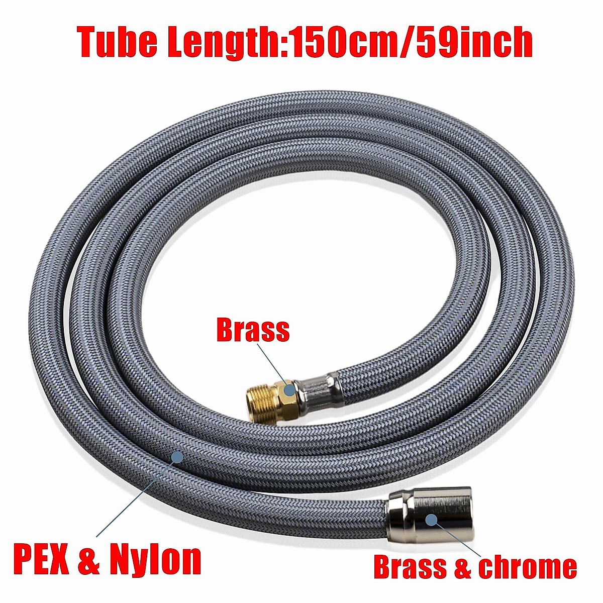 Kitchen Sink Hose For American Standard kitchen Faucet M922367-007220A, Pull Down Pull Out Faucet Hose Sprayer Faucet Part, Brass Adapter, 59in