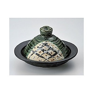 せともの本舗 Tajin Pot, Shabu-Shabu Ceramic Pot with Woven Lattice Lid, 7.3 x 6.8 x 4.3 inches (18.5 x 17.3 x 11 cm), Direct Fire, Ryokan, Restaurant, Commercial Use
