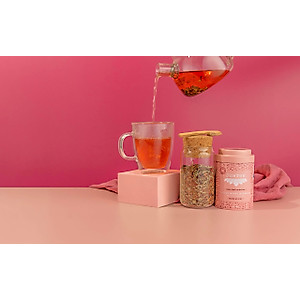 JusTea LITTLE BERRY HIBISCUS | Loose Leaf Herbal Tea | Tin with Hand Carved Tea Spoon | 40+ Cups (3.2oz) | Caffeine Free | Award-Winning | Fair Trade | Non-GMO