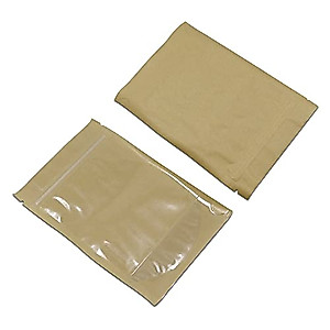 50 Pcs Clear Fornt Brown Kraft Paper for Zip Plastic Package Lock Bag Doypack Stand Up Pouch Zipper Lock Reclosable Pouch Nuts Coffee Food Storage Packaging Pack (3.9x5.9 inch)