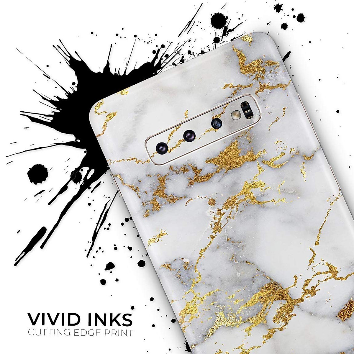 DesignSkinz Marble & Digital Gold Foil V7 Protective Vinyl Decal Wrap Skin Cover Compatible with The Samsung Galaxy S20 (Screen Trim & Back Glass Skin)