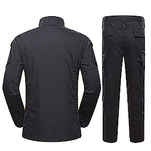 HANSTRONG GEAR Men Tactical BDU Combat Uniform Jacket Shirt & Pants Suit for Army Military Airsoft Paintball Hunting Shooting War Game Black(M)