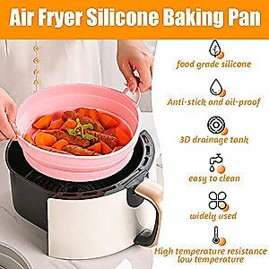 Silicone Air Fryer Liner 7.5 Inch Compatible with Cosori Ninja Tower, 2 Pack Collapsible Round Air Fryer Tray Silicone Pot for Air Fryer Oven and Microwave, Silicone Air Fryer Accessories