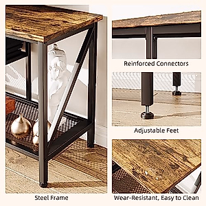 CAIYUN TV Stand 55 Inch TV, Modern Entertainment Center for 50/55/60/65 Inch TV, 3-Tier Industrial Television Stand with Open Storage Shelves, TV Stand for Bedroom, Rustic Brown