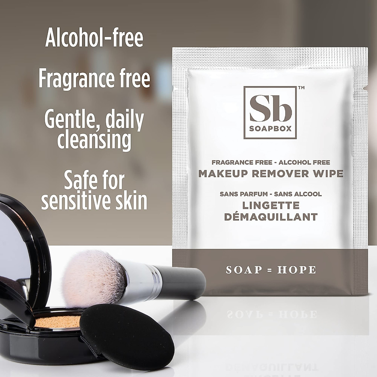 Soapbox Fragrance-Free Makeup Remover Wipes - Gentle Facial Cleansing Wipes for Eye Makeup, Dirt and Oil, Alcohol Free Makeup Remover Pads 50 Count