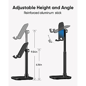 narmle Cell Phone Stand, Adjustable Phone Stand for Desk, Desktop Phone Holder Stand, Tall Phone Stand Cradle Compatible with iPhone, Galaxy and All Smart Phones