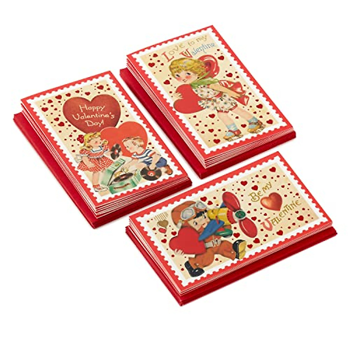 Hallmark Mini Valentines Day Cards Assortment, 18 Cards with Envelopes (Vintage, Be My Valentine)