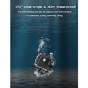 Apexcam 4K Action Camera EIS Stabilization 131FT Waterproof Underwater Camera WiFi Sport Camera Helmet Camera (Selfie Stick, Remote Control, 2 Batteries and Accessory Kit)