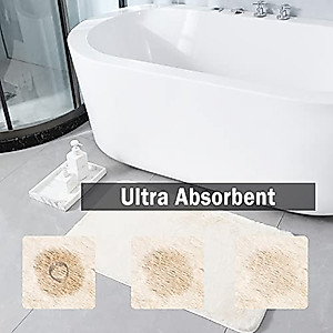 FANXINEY Fluffy Area Rugs Bathroom Soft Shaggy Fuzzy Mat Living Room Rabbit Fur Rug Carpet,16''x24''Machine Washable Non-Slip for Kitchen Bedroom Shower Kids Room 40X60cm/White