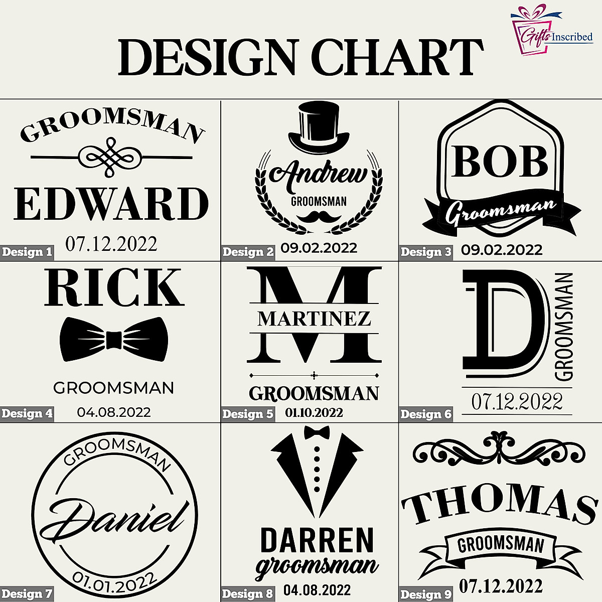 Personalized Shot Glasses Set of 6 – Groomsmen Glasses Drinking Set – Custom Drinking Glasses – Engraved Shot Glass Gifts for Men, Wedding, Best Man, Anniversary