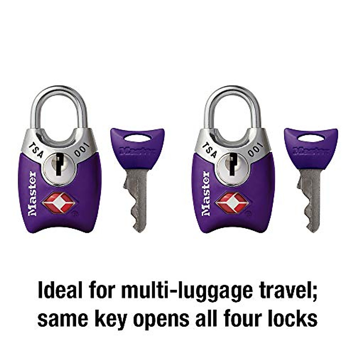Master Lock 4689T TSA Approved Keyed Lock, 2 Pack, Colors May Vary