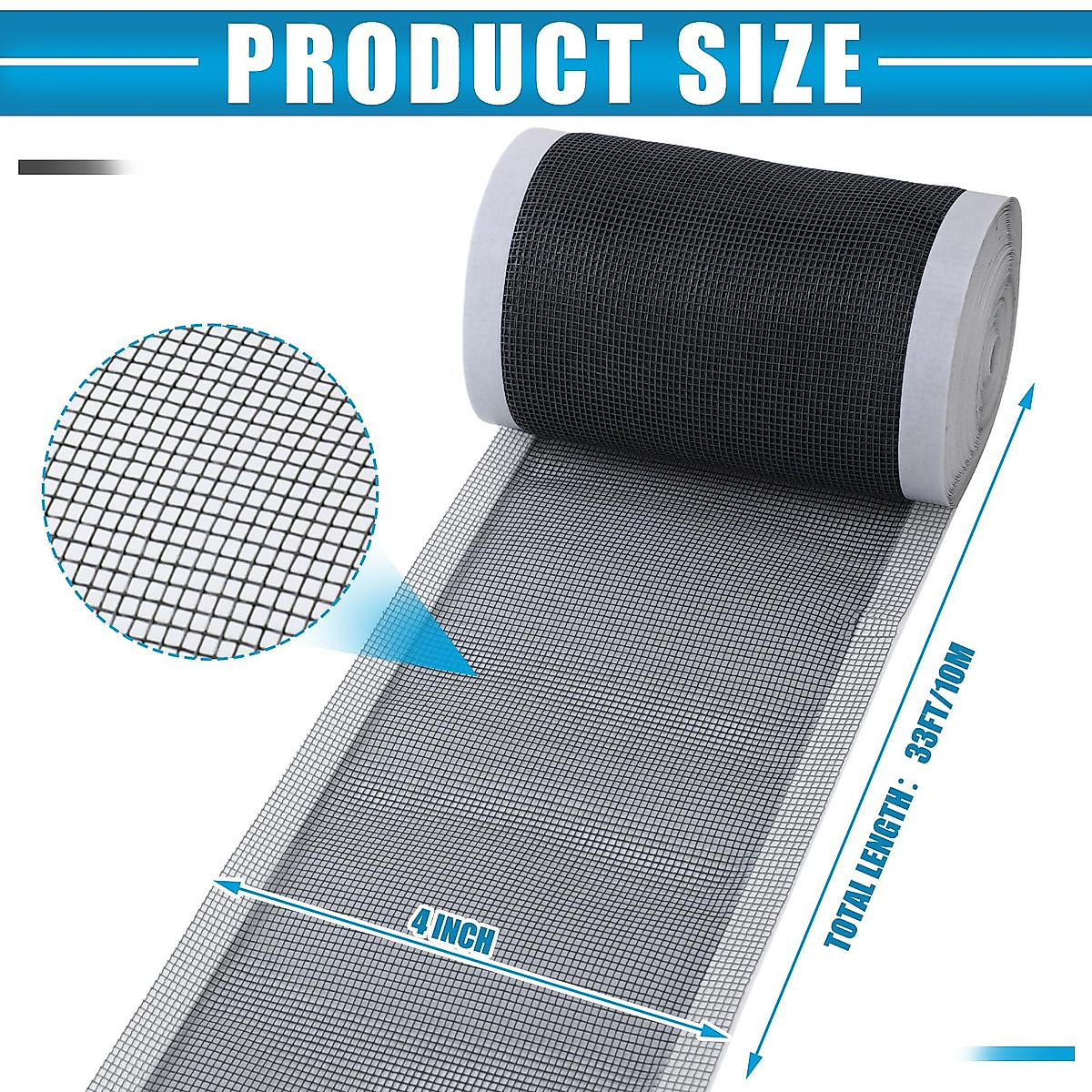 Leriton 4 Inch x 33 ft Disposable Shower Drain Hair Catcher Cutable Mesh Shower Drain Cover Stickers for Linear DIY Floor Drain Shower Drain Screen with Removal Tool for Bathroom Kitchen(1 Pack)