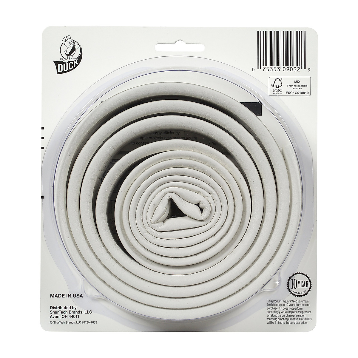 Duck Brand Heavy-Duty Self Adhesive Weatherstrip Seal for Large Gap, White, 3/8-Inch x 1/4-Inch x 17-Feet, 2 Seals, 282434