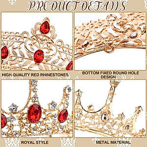 2 Pieces Prom King and Queen Crown Set King Crowns for Men Royal Crown with Red Rhinestone Crystal Crowns for Men Women Princess Crown Tiara Costume Headwear for Wedding Birthday Party Costume