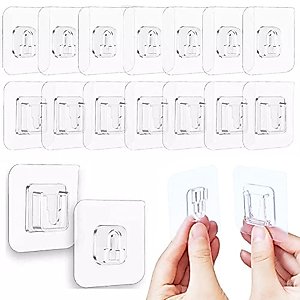 Chris.W 20 Sets Double-Sided Adhesive Kitchen Wall Hook Hanger Strong Transparent Wall Storage Sucker Wall Mount Sticky Hooks for Kitchen Bathroom Small Items Hooks