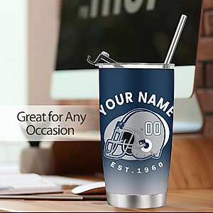Custom Dallas Tumbler 20oz Stainless Steel with Lid & Straw Personalized Football Fans Gifts for Women Men Travel Cup Insulated Tumbler Add Name Number