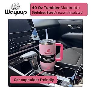 Wayuup 40 oz Tumbler with Handle and Straw Lid, Stainless Steel Vacuum Insulated Double Wall Water Bottle Leak-proof, Non Slip more than 24 Hrs or Hot for 6 Hrs (Flamingo), WPM40