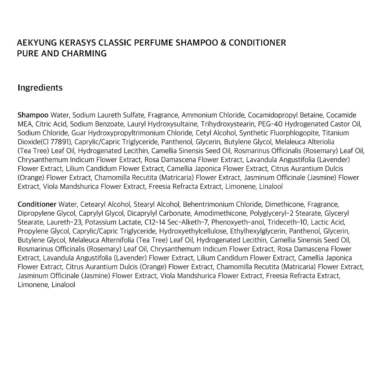 Kerasys Pure & Charming Perfumed Shampoo 600ml