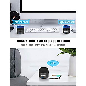 BassPal Portable Bluetooth Speakers, Small True Wireless Stereo (TWS) Speaker with Radio, IPX5 Waterproof, HD Sound & Enhanced Bass, Mini Pocket Size for Home Travel Shower Pool Beach Outdoor-2 Pack