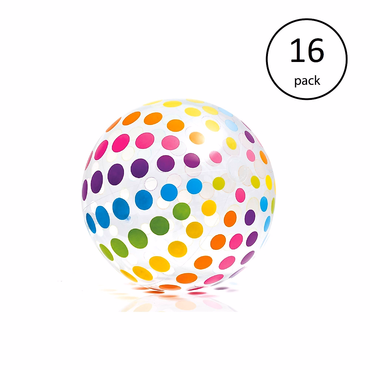 Intex Jumbo Inflatable Glossy Big Polka-Dot Colorful Giant Beach Ball (16 Pack)