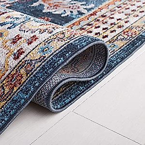Safavieh Bayside Collection Area Rug - 5'3" x 7'6", Blue & Grey, Traditional Oriental Design, Non-Shedding & Easy Care, Machine Washable Ideal for High Traffic Areas in Living Room, Bedroom (BAY104M)