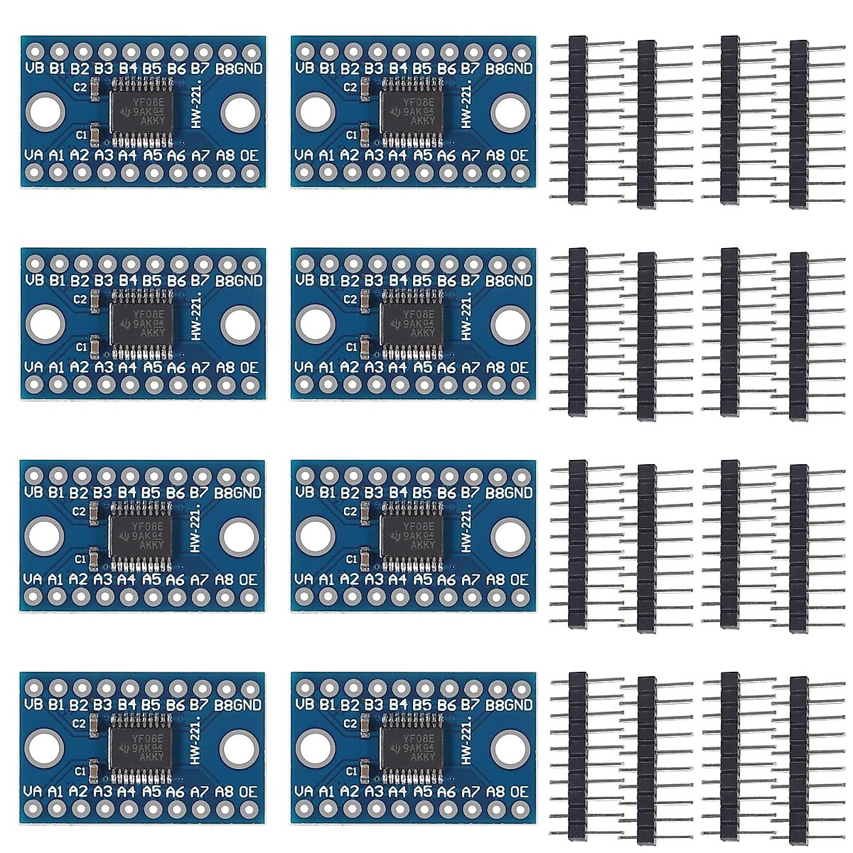 AEDIKO 8pcs TXS0108E Logic Level Module 8 Channel Bi-Directional High-Speed Full Duplex Shifter 3.3V 5V Module