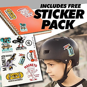 Magneto Complete Skateboard | Maple Wood | ABEC 5 Bearings | Double Kick Concave Deck | Kids Skateboard Cruiser Skateboard | Skateboards for Beginners, Teens & Adults (Free Stickers Included)