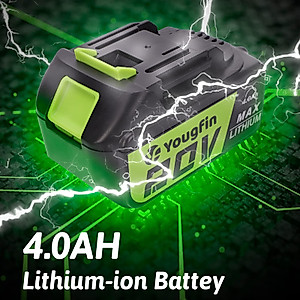 Yougfin 20V Brushless Cordless Impact Wrench, 1/2" Impact Gun Kit, Max 400N.M High Torque Electric Impact Driver Set with 4.0Ah Li-ion Battery & Fast Charger, 7 Sockets (3000 RPM)