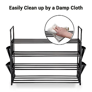 Ampersand Shops Multipurpose Home Organizer 4-Tier 20-Pair Capacity Space Saver Metal Shoe Rack (Black)