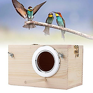 Bird Breeding Box, 12x12x19.5 cm Wooden Bird House, Pet Incubation Nesting Box for Outdoor Garden Decoration, Upper Cover Can be Opened