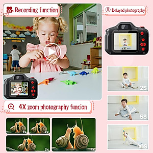 NINE CUBE Digital Camera for Kids, Black Toddler Camera for 3 4 5 6 7 8 Years Old Boys & Girls, Mini Toy Long Lens Kids Digital Camera, Best Toy Camera Gift for Children with 32G SD Card