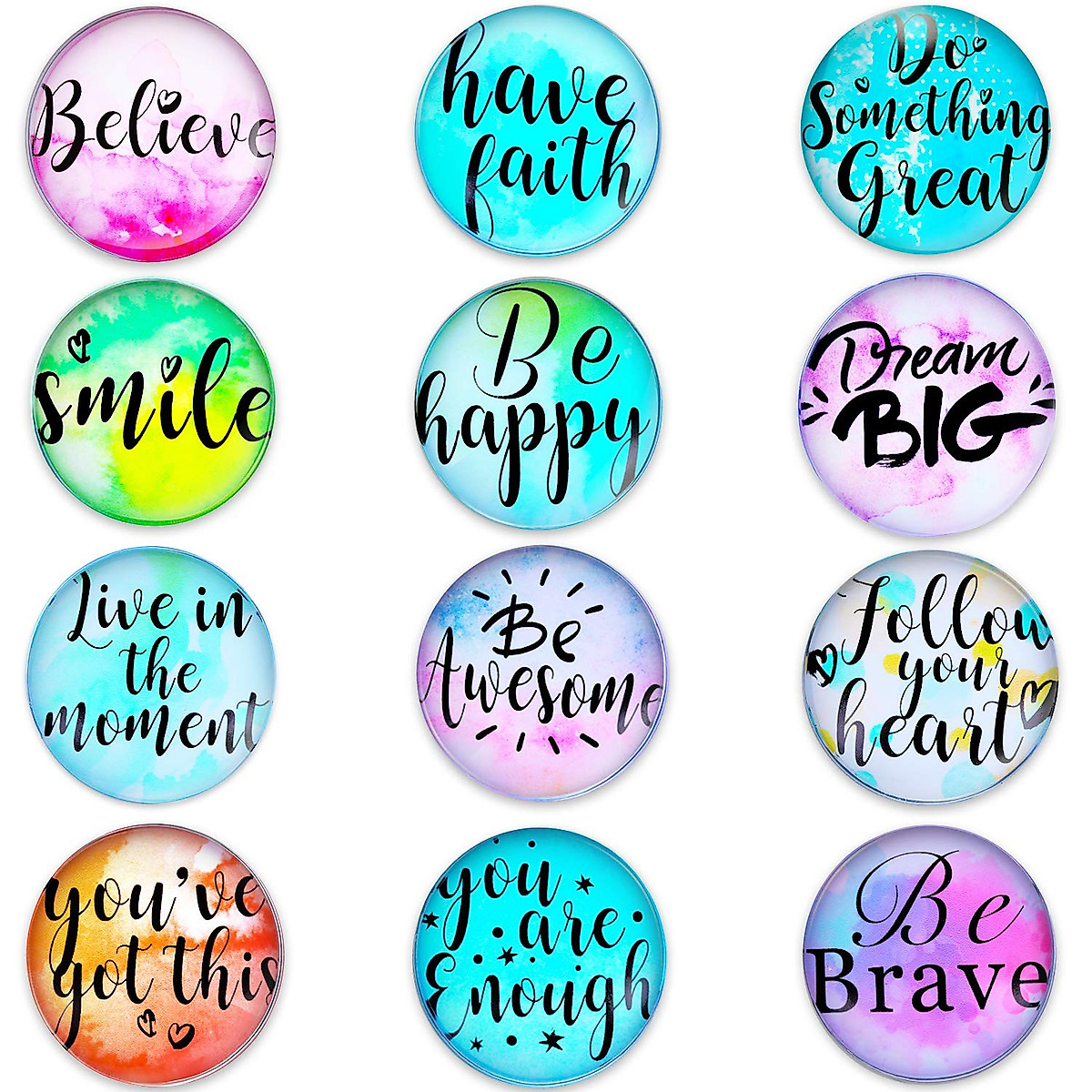 Outus 12 Pieces Motivational Glass Fridge Magnets Inspirational Quote Refrigerator Magnets for Classroom Whiteboard Locker Fridge Supplies
