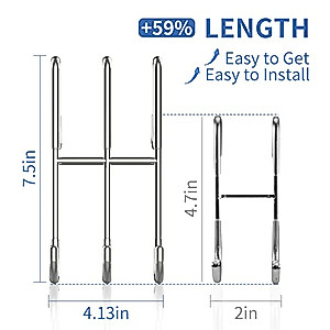 BPB Over Shower Door Hooks - 2 Pack Double Over Glass Hooks Extended 7.5Inch Bathroom Hook Drilling-Free Hanger for Hanging Towel, Robe, Loofah, Squeegee (Silver)