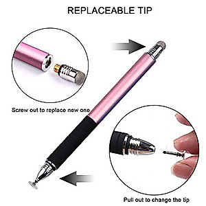 Stylus pens for Touch Screens(2 Pcs),Universal Stylus,[2-in-1] 2022 Updated Pens for All Touch Screens Cell Phones, Tablets, Laptops with 6 Replacement Tips(4 DiscsTips, 2 Fiber Tips)