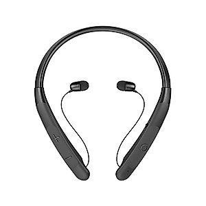 LG TONE Wireless Stereo Headset with Retractable Earbuds NP3, Black, Small